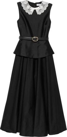 Self Portrait Femme, Robes, Noir, Taille: 36 FR Taffeta Peplum Midi Dress