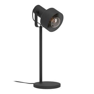 Eglo Lampe de chevet Casibare, lampe de table pour salon au style industriel et monochrome, luminaire design en métal noir avec interrupteur, douille E27