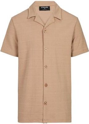 Strellson Chemise col cubain &agrave; manches courtes en coton m&eacute;lang&eacute;