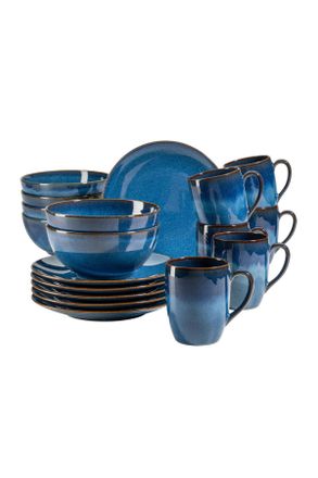 M&auml;ser Fr&uuml;hst&uuml;cksservice Ossia, Blau, Keramik, 18-teilig, 37.7x36.5x37.5 cm, Essen & Trinken, Geschirr, Geschirr-Sets, Kaffeeservice
