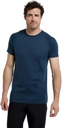 Mountain Warehouse Summit Merino Homme T-Shirt Thermique - Laine très Chaude, Manches Courtes - Idéal à Porter comme Top Thermique en Hiver Bleu Marine S