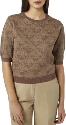 Scotch & Soda Monogram Jacquard Knitted Jacket Cardigan Sweater, Desert Sand, M Femme