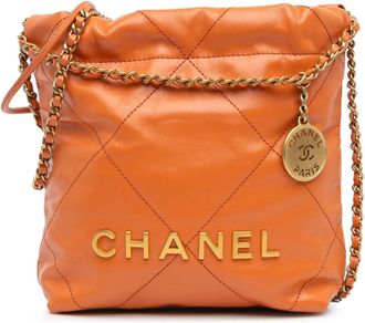 Chanel Hobo Bags - Mini Shiny Calfskin 22 Handbag - Gr. unisize - in Orange - für Damen