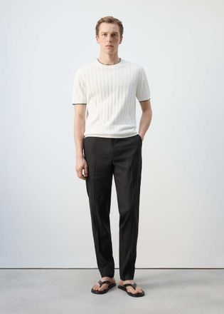 Mango Feinstrick-T-Shirt aus 100 % Baumwolle cremewei&szlig; - Herren - XXL - MANGO MAN