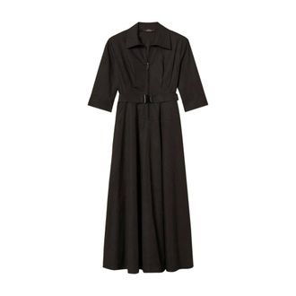 Twin-Set Actitude, Femme, Robes, Noir, Taille: 38 FR Robe Longue Ceintur&eacute;e