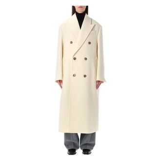 Ami Femme, Manteaux, Beige, Taille: 36 FR Manteau Long Croisé