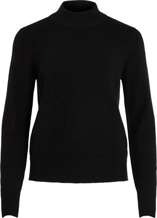 Vila Damen Viril Crewneck L/S Knit Top - Noos Pullover, Schwarz, XS EU