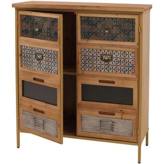 Hhg Apothekerkommode HHG-304, Schrank Highboard Stauf&auml;cher, Vintage Shabby-Look 94x80x35cm, blau