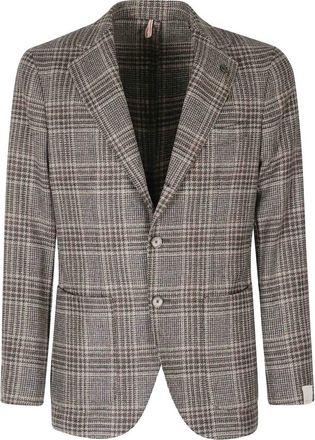 Santaniello Einknopf-Sakko mit Karomuster - - Jackets - Herren - Braun - XL