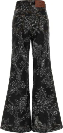 Etro Floral Jacquard Flared Jeans - Black