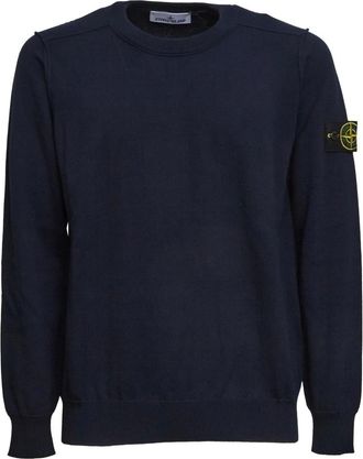 Stone Island Homme, Pulls, Bleu, Taille: S Soft Cotton Crewneck