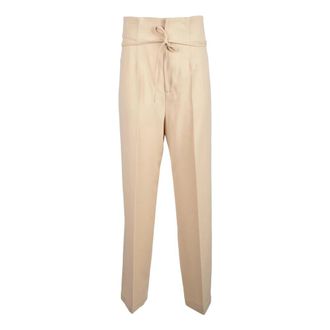 Erika Cavallini Semi Couture Elegante Wollmischungshose - - Trousers - Damen - Beige - L