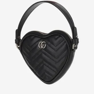 Gucci Womens Mini Gg Marmont Bag Black Calf Skin Shoulder