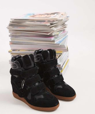 Steve Madden Mavis - Baskets compens&eacute;es en daim - Noir