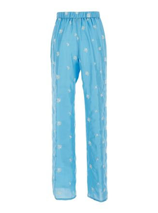 Forte_Forte Womens Silk Trousers Light Blue