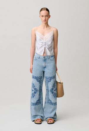 Claudie Pierlot Jean brod&eacute; jambes larges