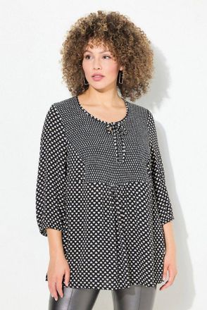 Ulla Popken Druckbluse Smokbluse Herzen A-Linie Rundhals 3/4-Arm