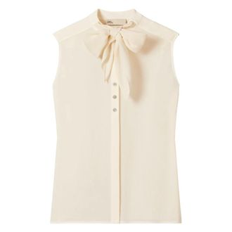 Tory Burch &Auml;rmellose Bluse mit Schleife - - Tops - Damen - Beige - XS