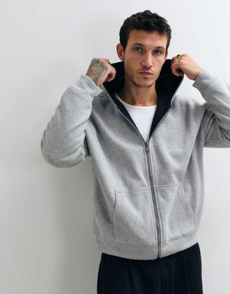 Hollister wendbare Kapuzenjacke mit Rei&szlig;verschluss in Schwarz und Grau