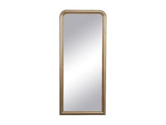Vente-Unique Grand Miroir en Bois de Paulownia avec moulures - L. 80 x H. 180 cm - Dor&eacute; Effet Laiton- Heloise