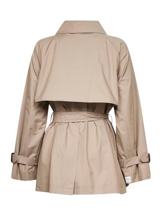 Max Mara Womens Sand Double-Breasted Trench Coat Cotton & Raincoats