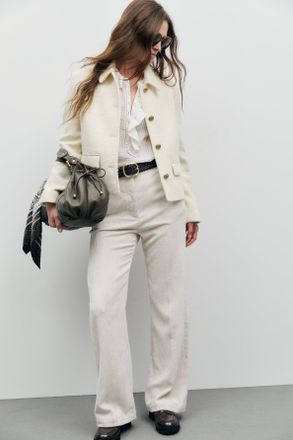 Gerard Darel Veste en tweed uni &agrave; col - JUDIT - Ecru