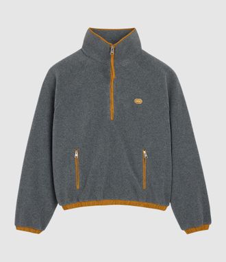Ami Sweatshirt Ami Half Zipped Gris Cendre