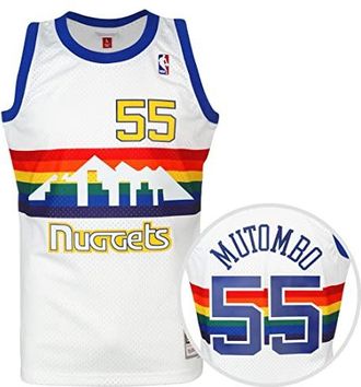 Mitchell & Ness Dikembe Mutombo Denver Nuggets Maillot pour homme Blanc 1991-92, blanc, Taille M