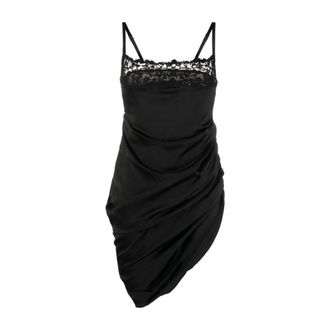 Jacquemus Schwarzes Satin besticktes Minikleid - - Dresses - Damen - Schwarzk - XS
