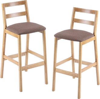 Generic 28 Barhocker In Thekenhöhe, 2er-Set, Rückenlehne Aus Massivholz Mit Kunstlederkissen, Armloser Kücheninselstuhl for Café-Bar(Fabric D)