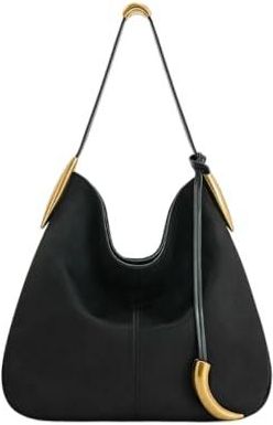 Generic JCVBN Sac fourre-tout multifonction en daim pour femme Couleur unie Style r&eacute;tro Grande capacit&eacute;, Noir