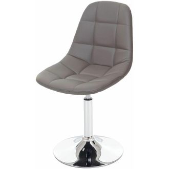 Hhg Chaise de salle &agrave; manger 856, chaise pivotante, design r&eacute;tro, similicuir taupe, pied chrom&eacute;