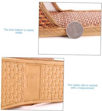Hemobllo Pantoufles Rotin Tressé Sandales Été Légères Avec Plateforme Antidérapante Pour Maison Chaussures Décontractées Rotin
