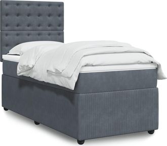 vidaXL Giroletto A Molle Con Materasso Grigio Scuro 100x200 Cm Velluto - Vidaxl