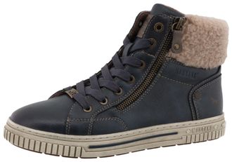 Mustang Jeans Winterboots MUSTANG SHOES Janique, Damen, Gr. 36, blau (navy), Lederimitat, Textil, used, Schuhe Winterboots, High Top Sneaker, Winterboots mit Warmfu