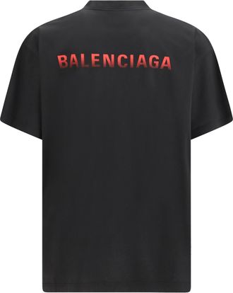 Balenciaga Embroidered Logo Cotton T-Shirt - Black