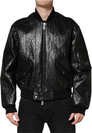 Dolce & Gabbana Homme, Vestes, Noir, Taille: L Veste de motard en cuir de cellulose &agrave; fermeture &eacute;clair int&eacute;grale