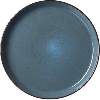 Ritzenhoff & Breker Visby Speiseteller, 26 cm, Runder Essteller mit braunem Rand, Skandinavisches Design, Steingut, Blau