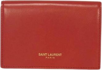 Saint Laurent Porte-cartes de visite Pre-owned en cuir de veau - Femme - Pre-owned - Rouge - Taille: ONE Size