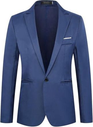 Generic Blazer d&eacute;contract&eacute; en Maille &agrave; Deux Boutons pour Homme, Veste de Costume l&eacute;g&egrave;re, Bleu lac, Taille Moyenne