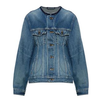 Balenciaga Denimjacke mit rohem Saum - - Jackets - Damen - Blau - S