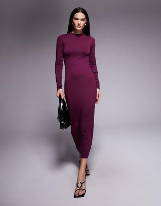 AFRM Juniper - Robe longue en maille façon crêpe - Figue-Violet