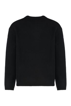 Maison Kitsun&eacute; Mens Wool Sweater With Round Neck Black Sweatshirts