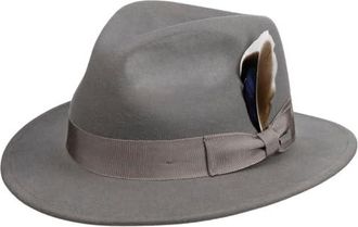 Stetson Chapeau en Laine Bradner Traveller Homme - de Feutre Outdoor avec Ruban Gros Grain Automne-Hiver Hiver - S (54-55 cm) Gris