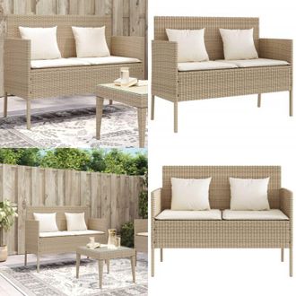 vidaXL Vidaxl - Gartenbank mit Kissen Beige Poly Rattan - Gartenbank - Outdoor M&ouml;bel - Rattan Gartenm&ouml;bel - Gartenstuhl - Lounge Set - Home & Living