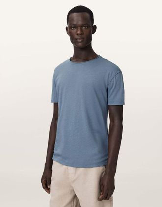 AllSaints Figure - Kurz&auml;rmliges T-Shirt in Wellenblau mit Rundhalsausschnitt