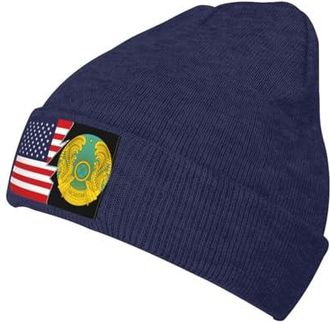 Generic Bonnet Tricoté Emblème du Kazakhstan, De LAmérique Latine Et De LAmérique du Nord Chaud Bonnet Chapeau Tricot Léger Beanie Hiver pour Femme Ski Adulte