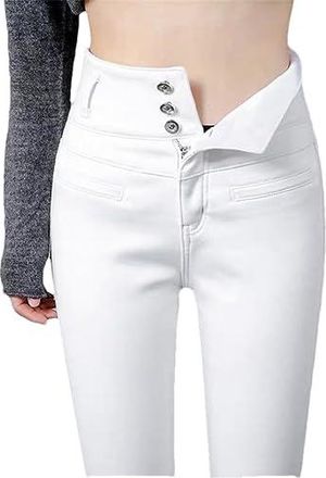 Generic Pantalon en jean blanc pour femme - Taille haute - Skinny - Extensible - Pantalon en jean Mon noir, BLANC, M