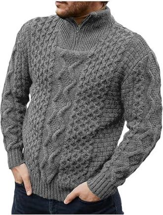 Generic NAFING Pull Camionneur Homme Hiver, Pull Homme Hiver Slim Fit Sweater Chaud &Agrave; Col Montant Pull Pull Camionneur Homme Tricot Fin Et &Eacute;pais Casual Sweat 