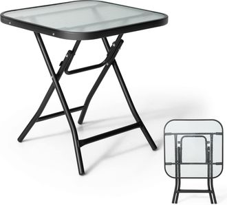 Giantex Giantex Klappbarer Außentisch aus Glas, Couchtisch, Terrassentisch für Esszimmer, tragbar, keine Installation, Gartentisch für den Außenbereich (quadr